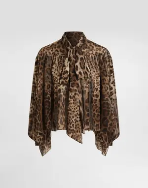 Dolce & Gabbana Leo- Silk Chiffon Shirt Shirts And Tops Animal - Print