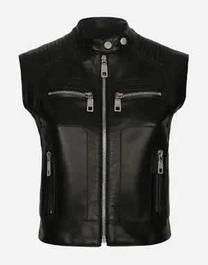 Dolce & Gabbana Zip-up Leather Vest Coats And Jackets Leather - Black