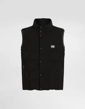 Dolce & Gabbana Jersey Vest With Branded Tag Coats And Jackets Cotton - Black