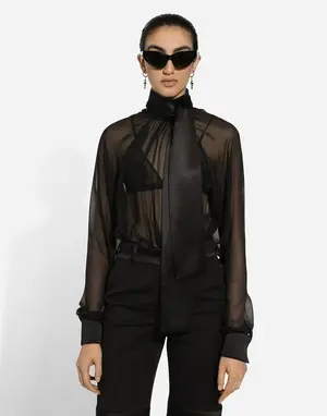 Dolce & Gabbana Silk Chiffon Pussy-bow Blouse