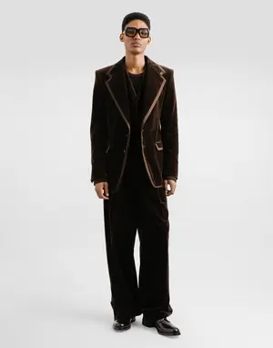 Dolce & Gabbana Single-breasted Jacket In Smooth Velvet Suits And Blazers Multi-colored