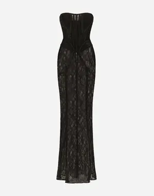 Dolce & Gabbana Long Lace Corset Dress Dresses Lace - Black