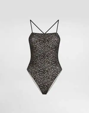 Dolce & Gabbana One-piece Lace Swimsuit Swimwear - Black