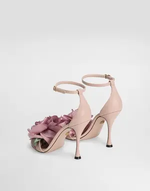 Dolce & Gabbana Keira Leather Sandals With Flower Application - Multicolor
