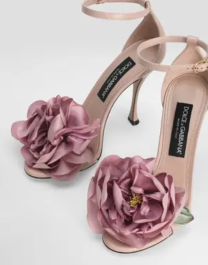 Dolce & Gabbana Keira Leather Sandals With Flower Application - Multicolor