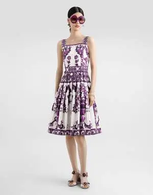 Dolce & Gabbana Majolica Print Poplin Dress
