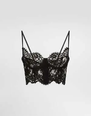 Dolce & Gabbana Lace Balconette Bralette Underwear - Black