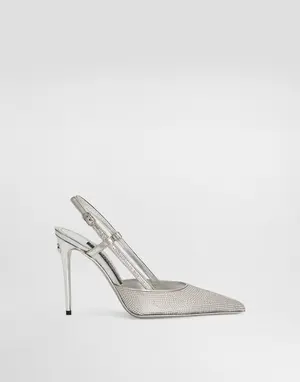 Dolce & Gabbana Satin Slingbacks With Fusible Rhinestones Pumps And Slingback - Grey