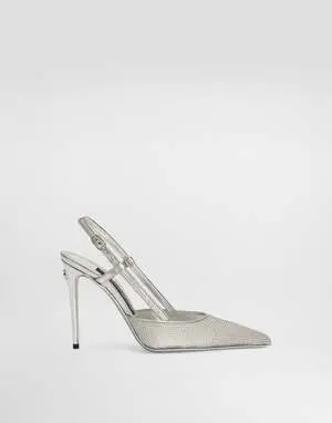 Dolce & Gabbana Embellished Satin Slingbacks - Grey