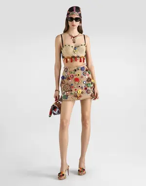 Dolce & Gabbana Raffia Miniskirt With Applications Skirts