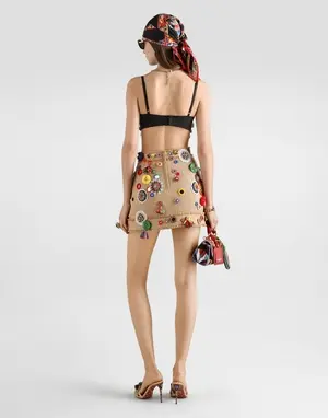 Dolce & Gabbana Raffia Miniskirt With Applications Skirts