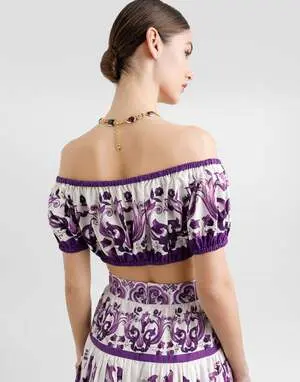 Dolce & Gabbana Majolica-print Poplin Top Shirts And Tops