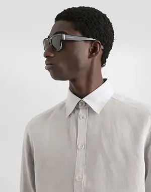 Dolce & Gabbana Martini Linen Shirt Shirts Gray - Grey