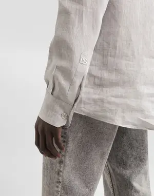 Dolce & Gabbana Martini Linen Shirt Shirts Gray - Grey