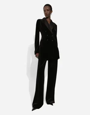 Dolce & Gabbana Double-breasted Velvet Turlington Jacket Blazers