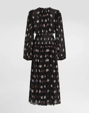 Dolce & Gabbana Small Floral-print Long Chiffon Dress Dresses - Multicolor