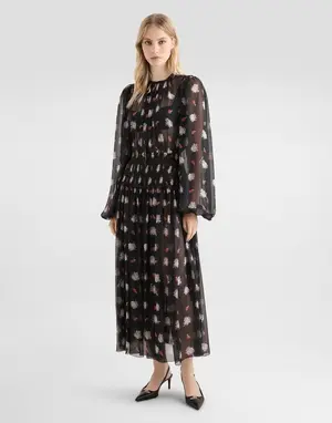 Dolce & Gabbana Floral Print Long Chiffon Dress