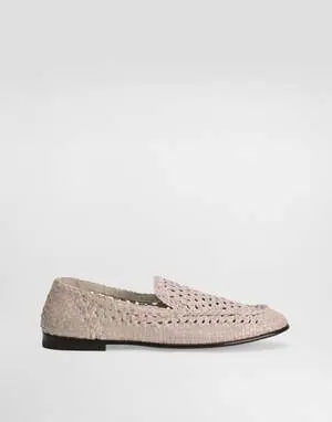 Dolce & Gabbana Woven Goatskin Driver Shoes - Beige