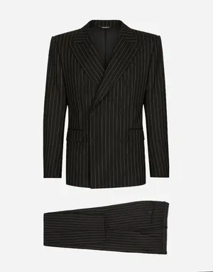 Dolce & Gabbana Double-breasted Pinstripe Stretch Wool Sicilia-fit Suit Suits And Blazers Wool - Multicolor