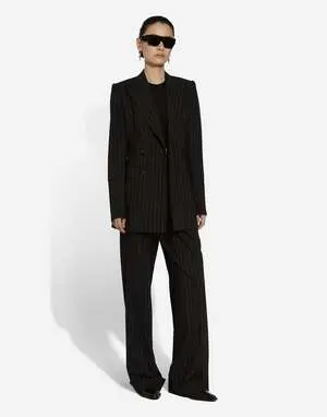 Dolce & Gabbana Flared Pinstripe Wool Pants Pants And Shorts