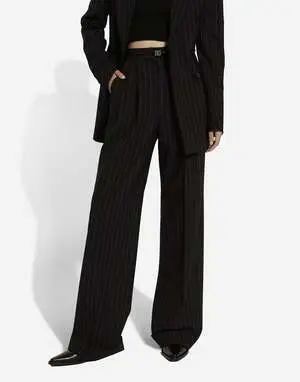 Dolce & Gabbana Flared Pinstripe Wool Pants Pants And Shorts