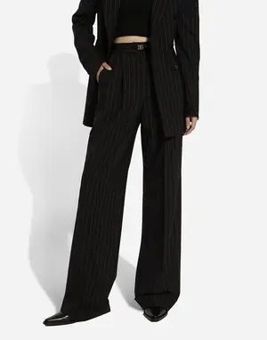 Dolce & Gabbana Flared Pinstripe Wool Trousers - Multicolor