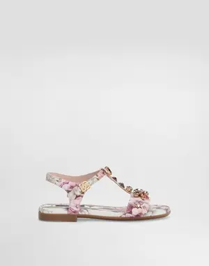 Dolce & Gabbana Flower-print Cotton Sandals Shoes - Multicolor