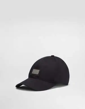 Dolce & Gabbana Cotton Baseball Cap With Branded Tag Hats And Gloves - Blue