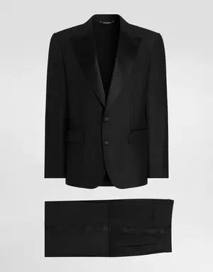 Dolce & Gabbana Single-breasted Suit In Linen Canvas Suits And Blazers - Black