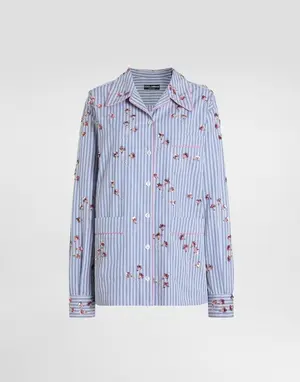 Dolce & Gabbana Poplin Shirt With Crystal Flower Embroidery Shirts And Tops Multi-colored - Multicolor