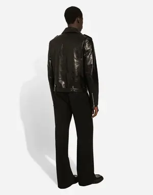 Dolce & Gabbana Belted Leather Biker Jacket Coats And Jackets