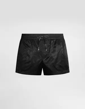 Dolce & Gabbana Short Swim Trunks With Branded Tag Beachwear - Black