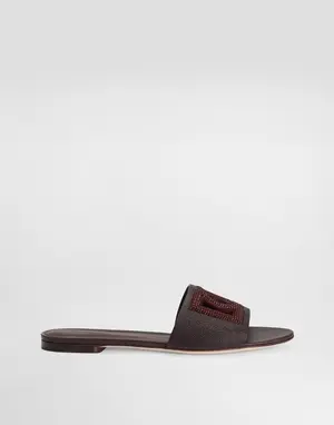 Dolce & Gabbana Suede And Dauphine Calfskin Flat Slippers Slides And Mules - Bordeaux