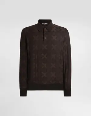 Dolce & Gabbana Wool And Silk Polo Shirt With Microdot Print