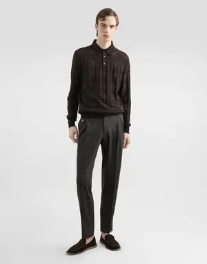 Dolce & Gabbana Wool And Silk Polo Shirt With Microdot Print