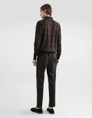 Dolce & Gabbana Wool And Silk Polo Shirt With Microdot Print