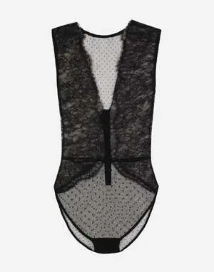 Dolce & Gabbana Lace Bodysuit With Plunging Neckline Underwear