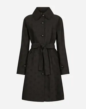 Dolce & Gabbana Quilted Jacquard Trench Coat With Dg Logo Coats And Jackets - Black