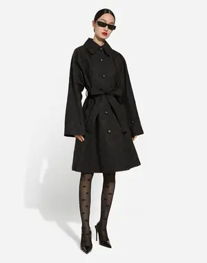 Dolce & Gabbana Quilted Jacquard Trench Coat With Dg Logo