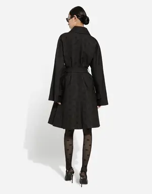 Dolce & Gabbana Quilted Jacquard Trench Coat With Dg Logo