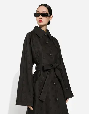 Dolce & Gabbana Quilted Jacquard Trench Coat With Dg Logo