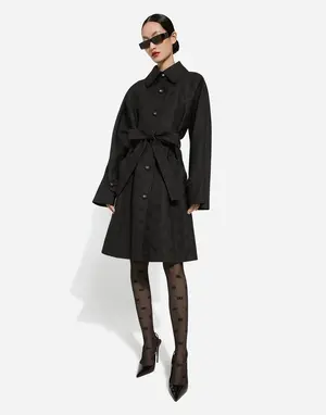 Dolce & Gabbana Quilted Jacquard Trench Coat With Dg Logo