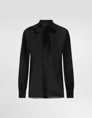 Dolce & Gabbana Chiffon Pussy-bow Shirt Shirts And Tops Silk - Black