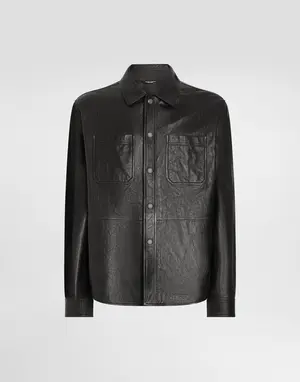 Dolce & Gabbana Leather Shirt Coats And Jackets Leather - Black