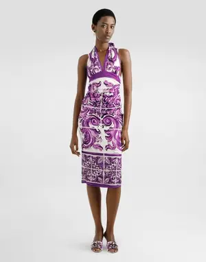 Dolce & Gabbana Majolica-print Charmeuse Dress