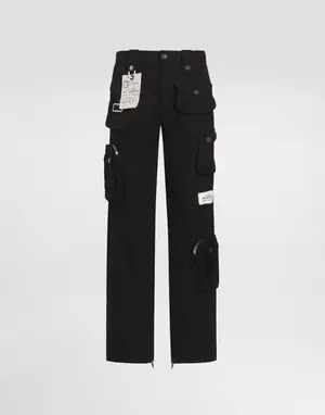 Dolce & Gabbana Waxed Faille Cargo Trousers - Black