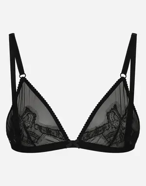 Dolce & Gabbana Lace And Tulle Soft-cup Triangle Bra Underwear - Black