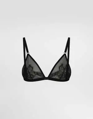 Dolce & Gabbana Lace And Tulle Soft-cup Triangle Bra Underwear - Black