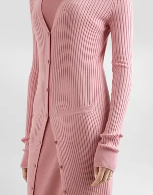 Dolce & Gabbana Long Ribbed Wool Cardigan Sweaters And Cardigans