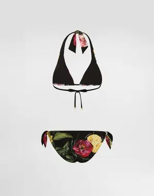 Dolce & Gabbana Rose And Peony Padded Triangle Bikini